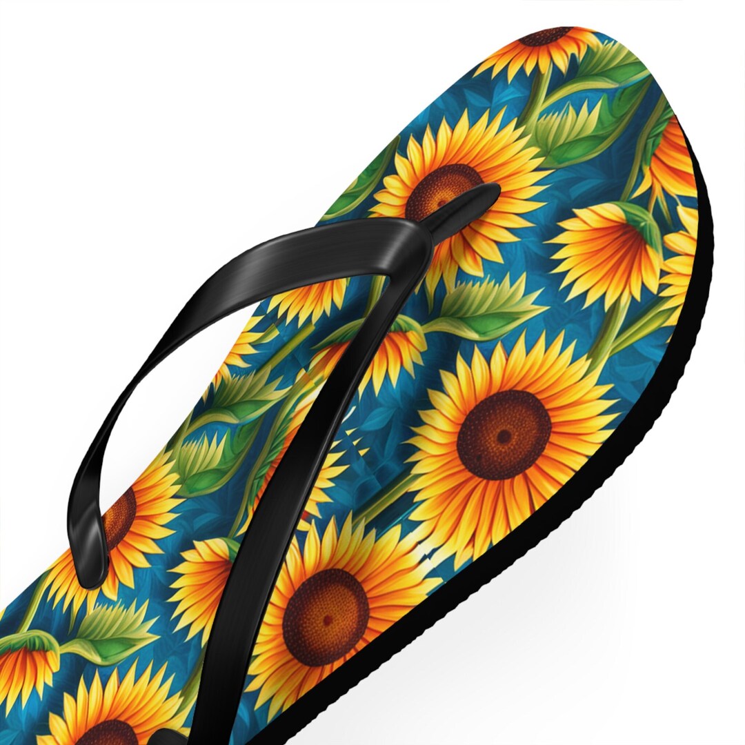 Sunflowers Flip Flops original Design Summer Pool Wear - Etsy