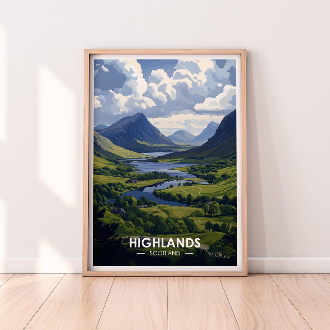 Highlands Poster, Scotland, Travel Poster, Premium Print, Scottish ...