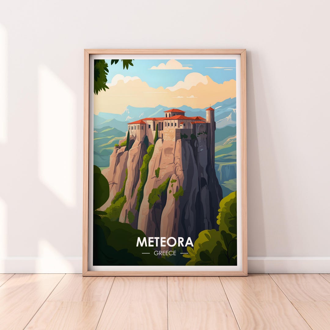 Meteora Poster, Greece, Travel Poster, Premium Print, Meteora Print ...