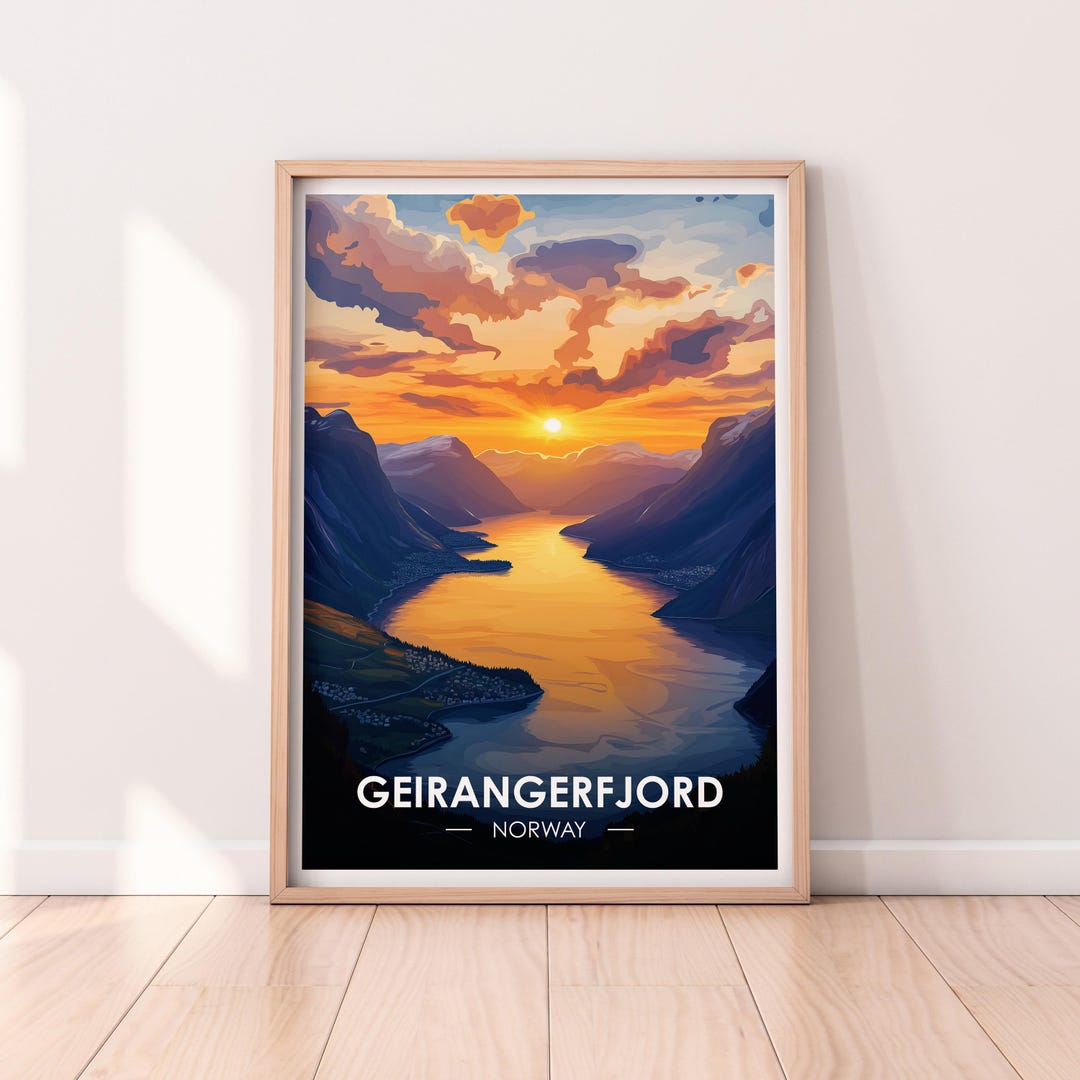 Geirangerfjord Print, Geirangerfjord Sunset Wall Art, Norway Poster ...