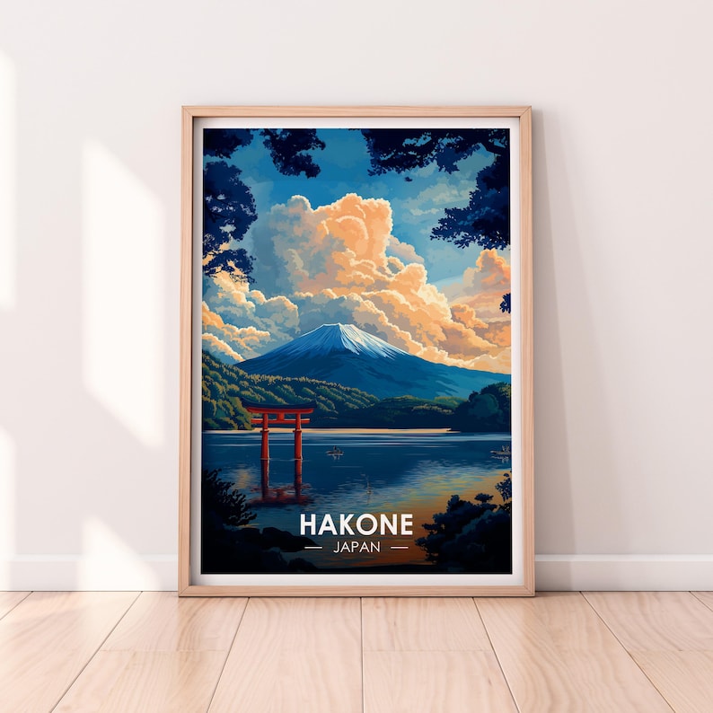 Hakone Poster, Sunset, Pink, Japan, Travel Poster, Premium Print ...