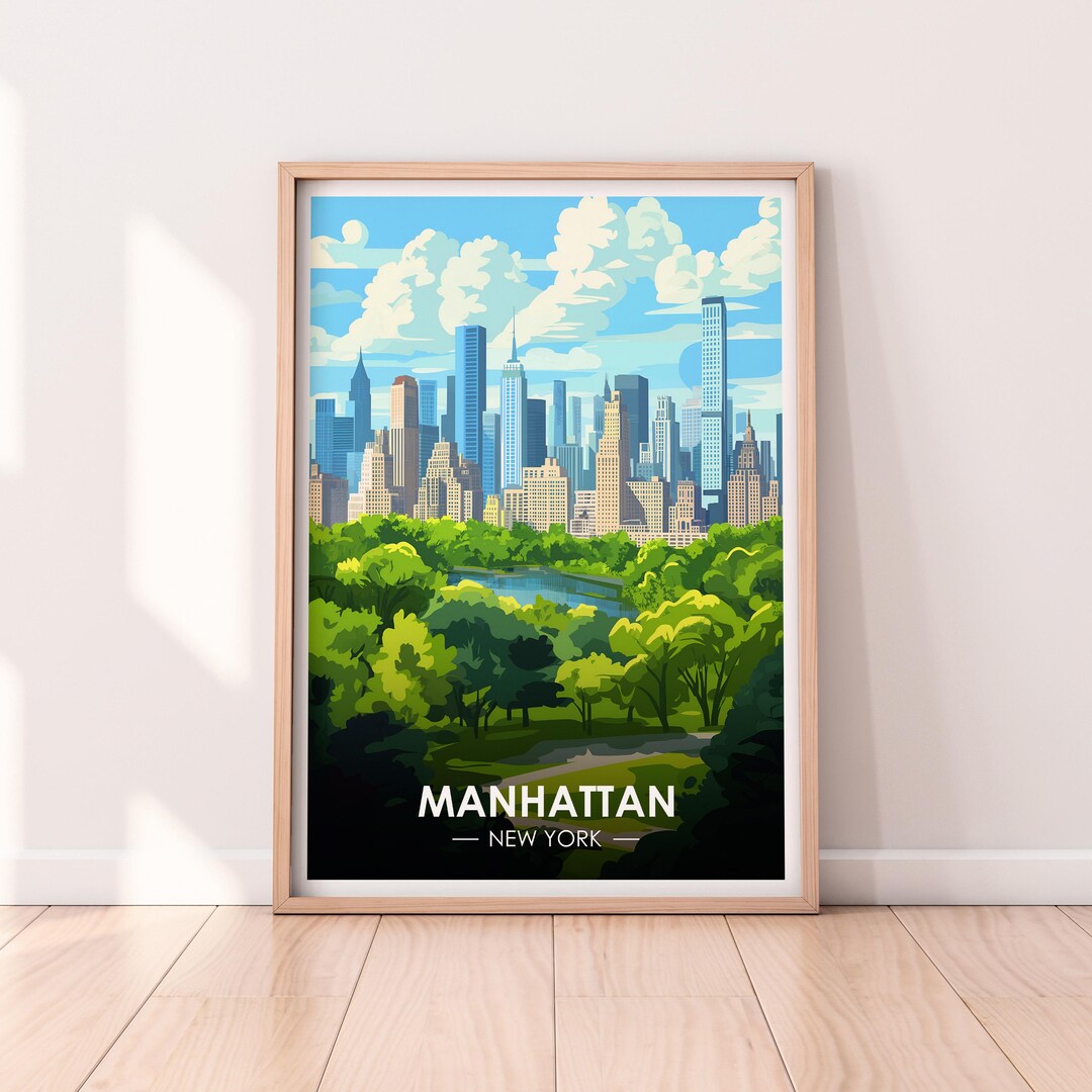 Manhattan Poster, New York Wall Art, New York, Poster, Travel Poster ...