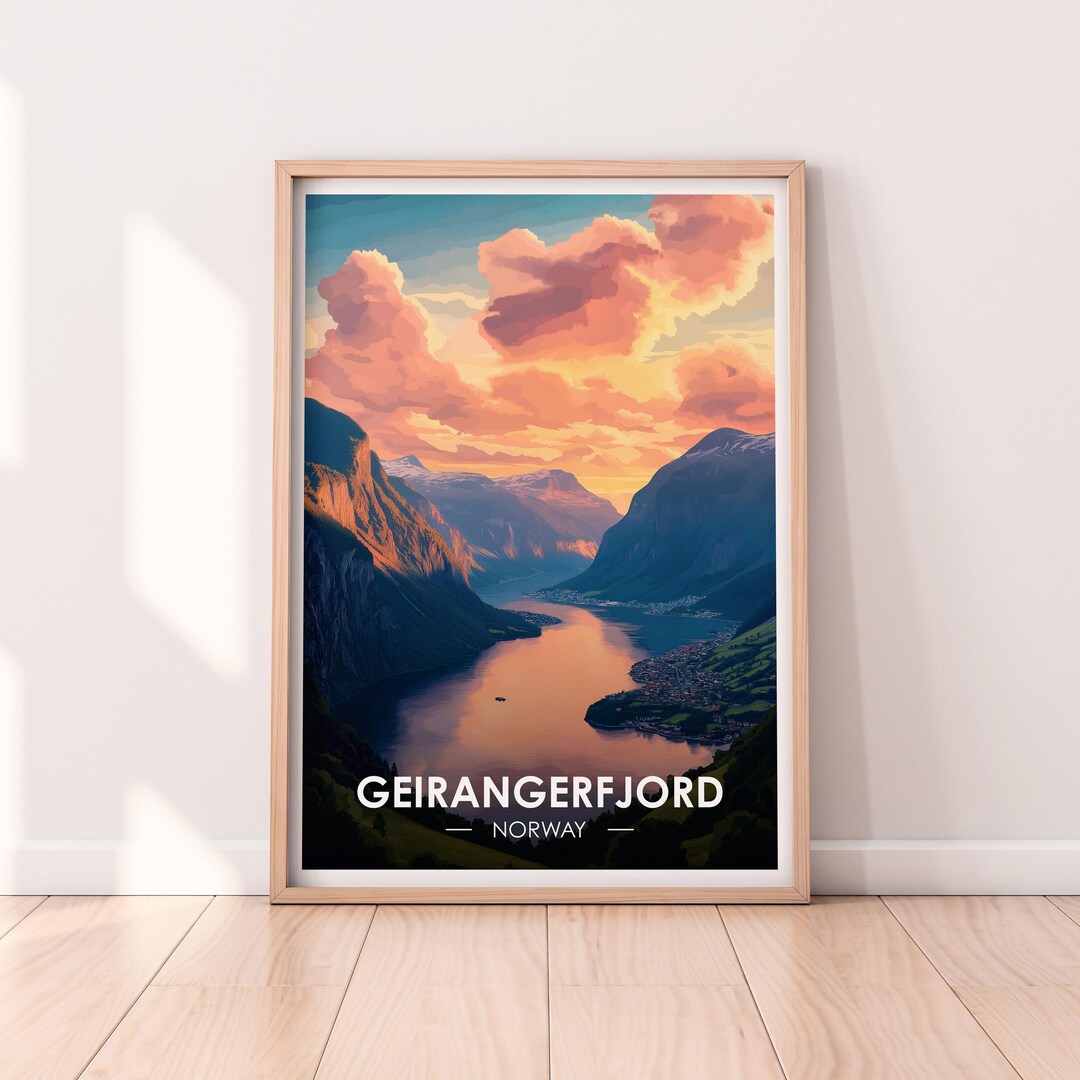Geirangerfjord Print, Geirangerfjord Sunset Wall Art, Norway Poster ...
