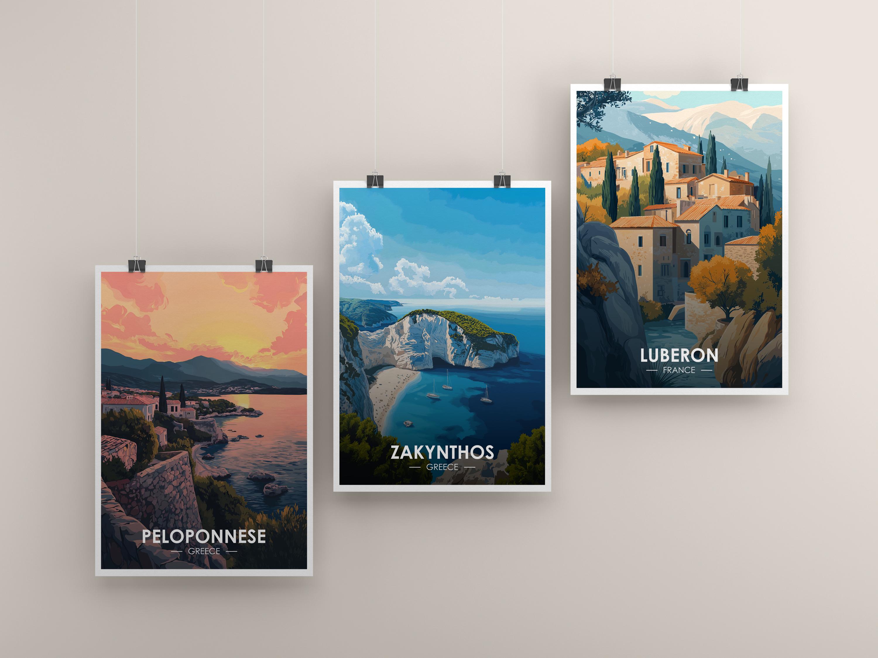 Peloponnese Poster, Greece, Travel Poster, Premium Print, Peloponnese ...