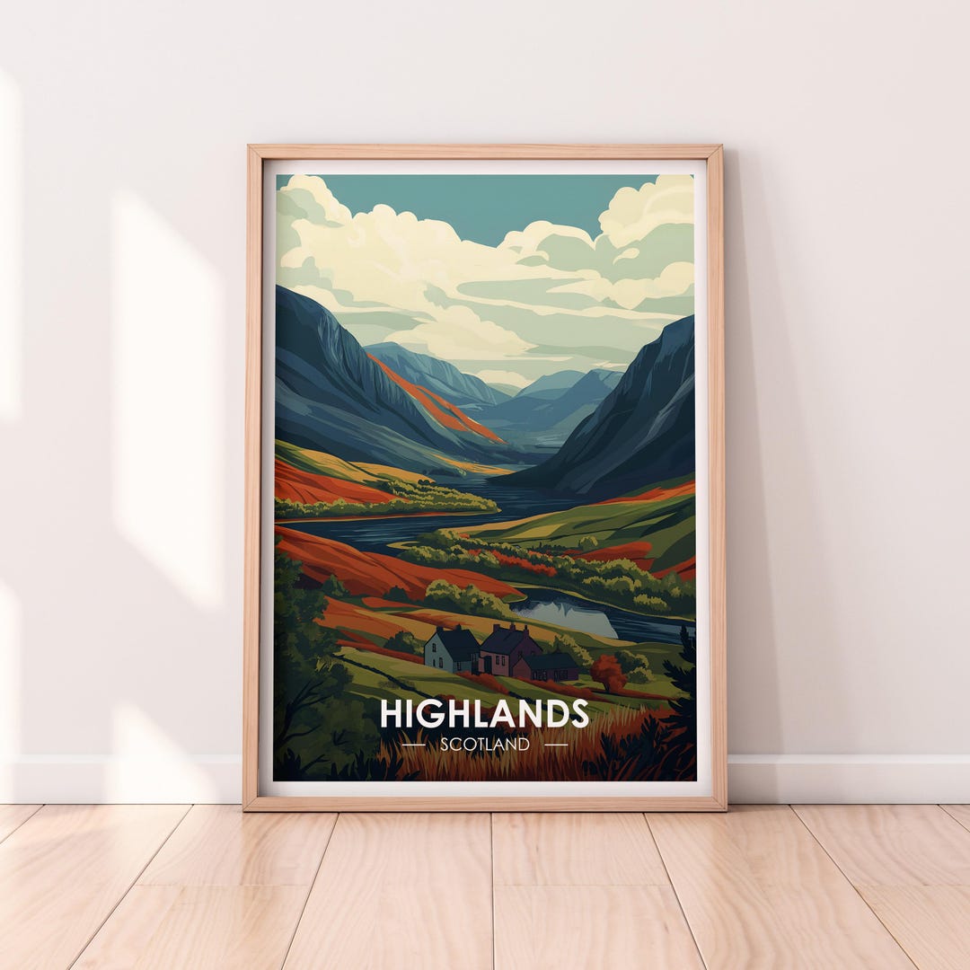 Highlands Poster, Scotland, Travel Poster, Premium Print, Scottish ...