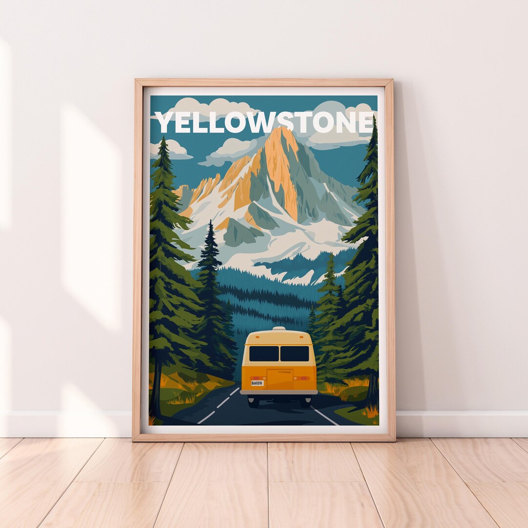 Yellowstone National Park Poster, Wyoming, Travel Poster, Premium Print ...