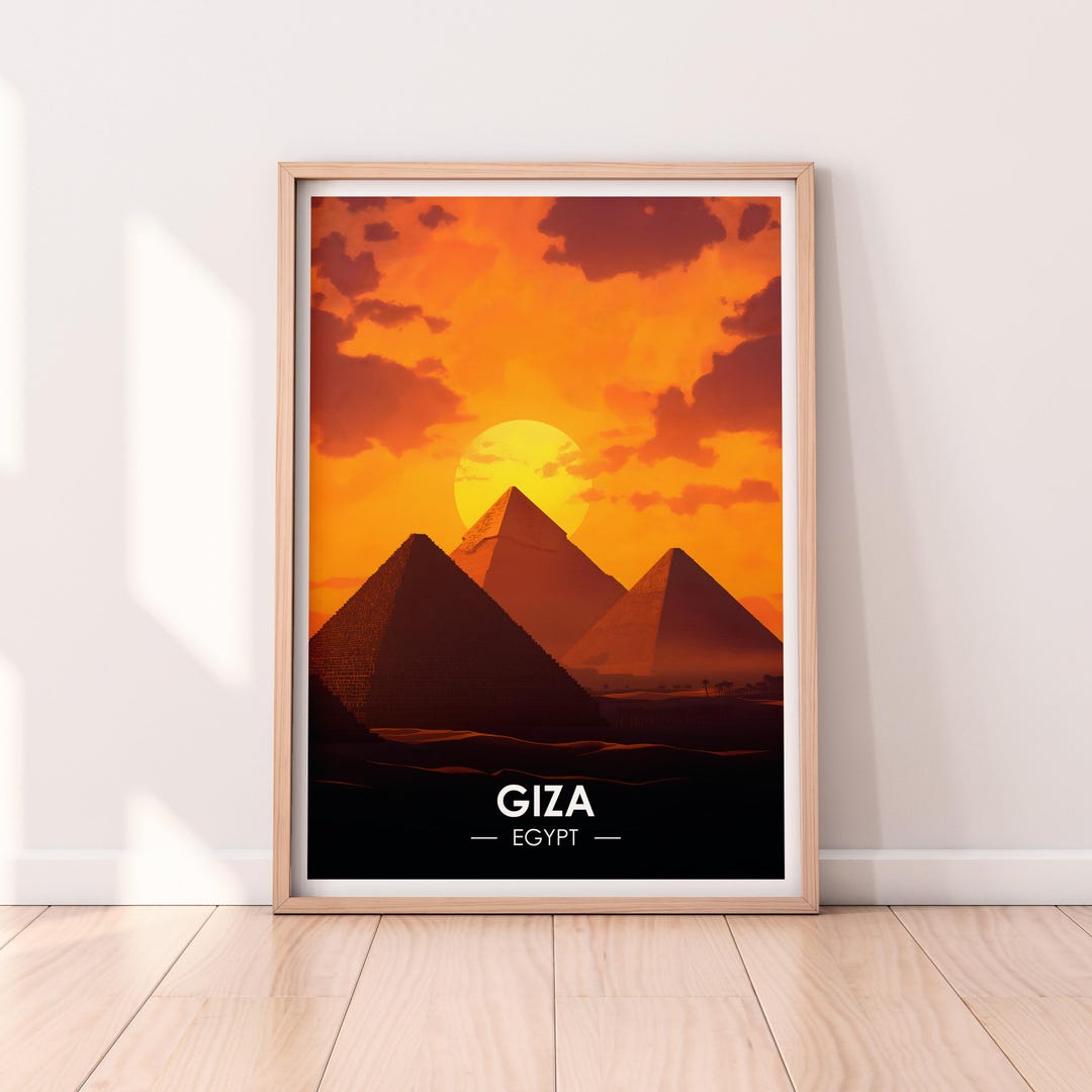 Pyramids of Giza Poster, Giza Wall Art, Egypt, Poster, Giza, Premium ...