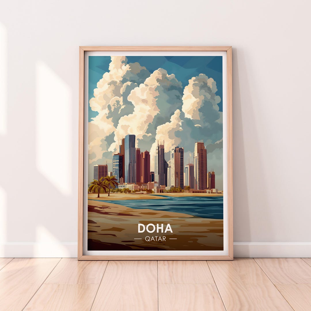 Doha Poster, Qatar Sunset Wall Art, Qatar, Poster, Travel Poster ...