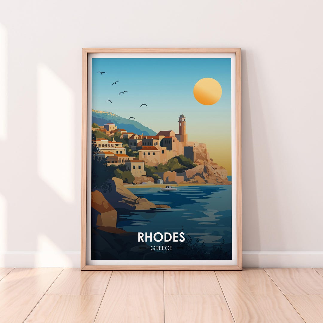 Rhodes Poster, Greece, Travel Poster, Premium Print, Rhodes Print ...