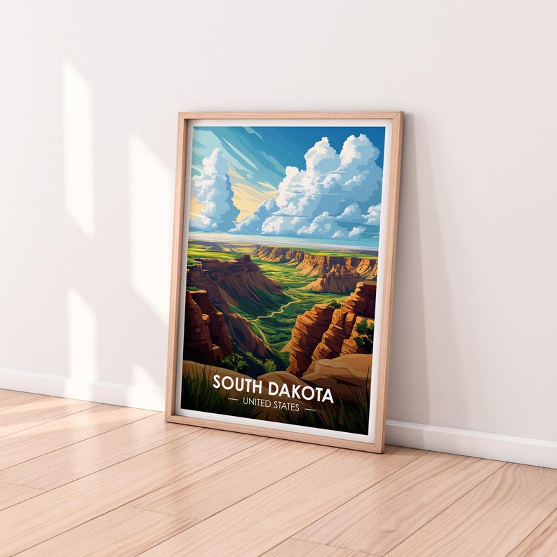 South Dakota Poster, South Dakota Wall Art, United States Poster, SD ...