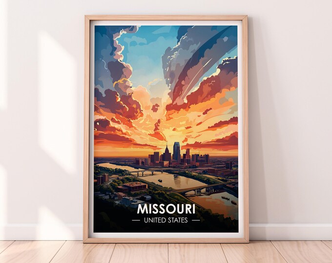 Missouri Travel Poster, Ozark Mountains Poster, Missouri Vintage Poster ...