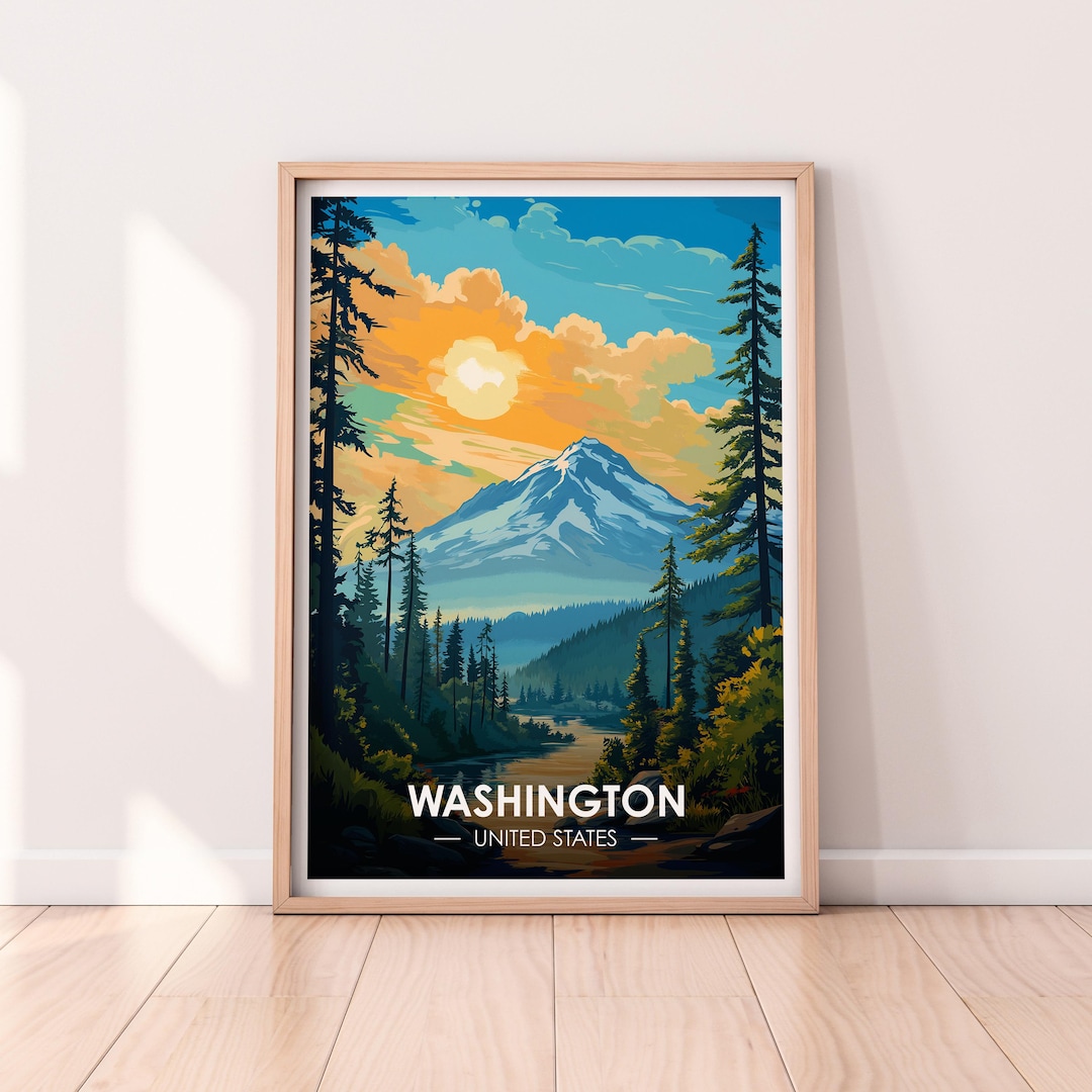 Washington Poster, Washington State Wall Art, United States Poster, WA ...