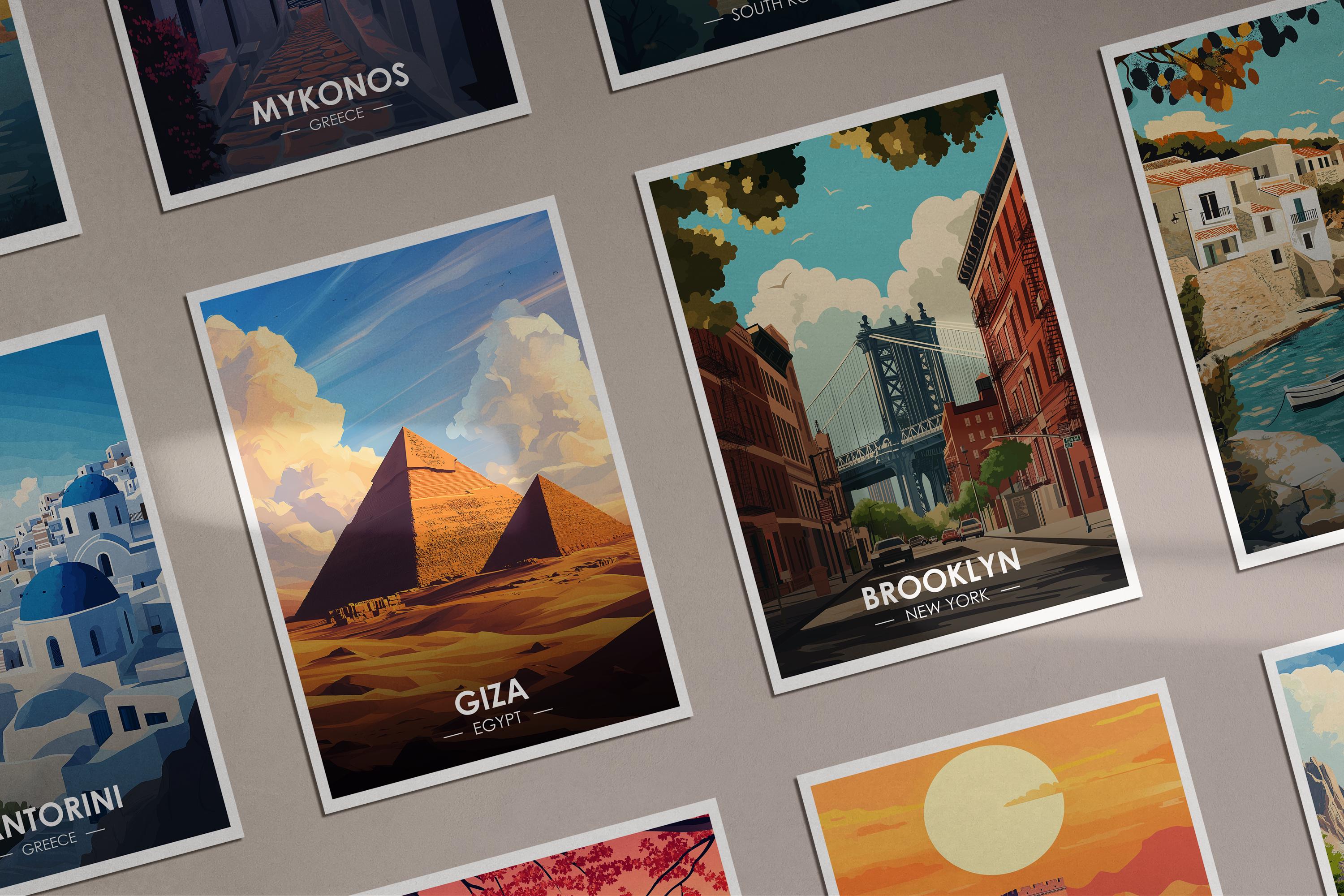 Pyramids of Giza Poster, Giza Wall Art, Egypt, Poster, Giza, Premium ...