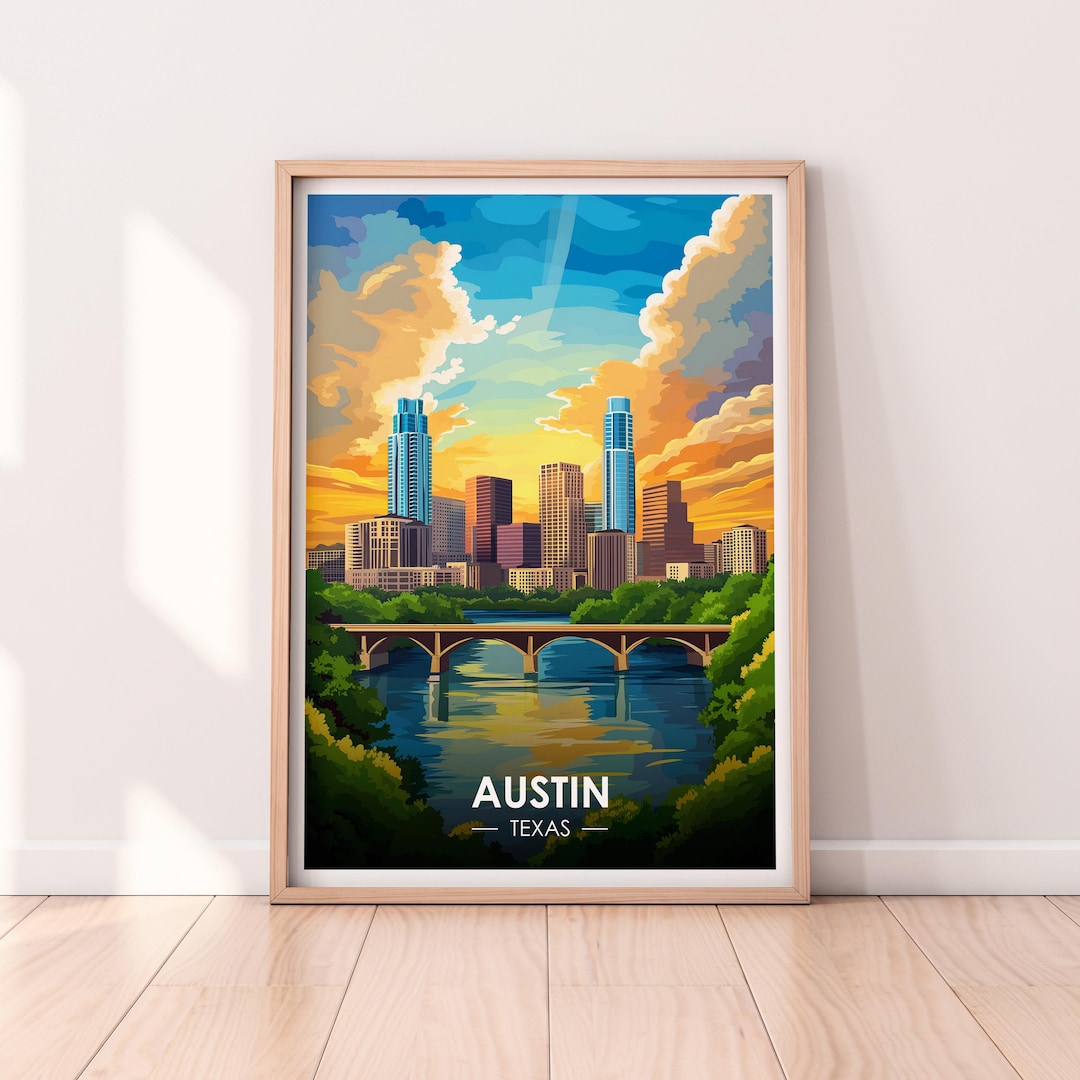 Austin Poster, Austin Texas Wall Art, Texas, Poster, Travel Poster ...