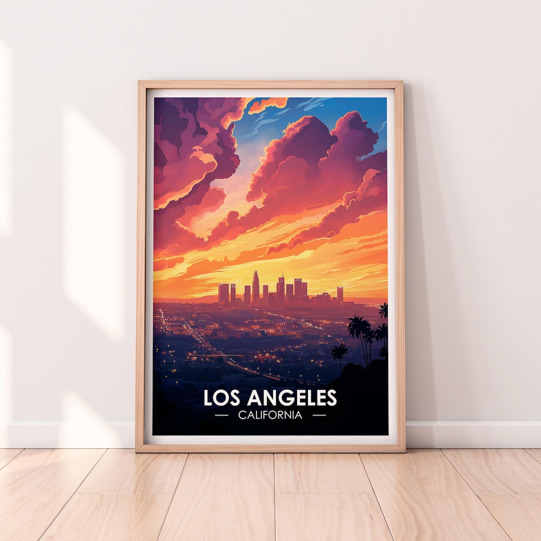 Los Angeles Poster, Los Angeles Sunset, USA, California, Travel Poster ...