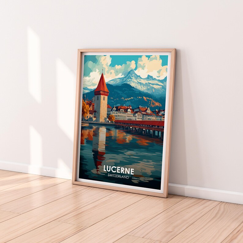 Lucerne Poster, Switzerland, Travel Poster, Premium Print, Lucerne ...