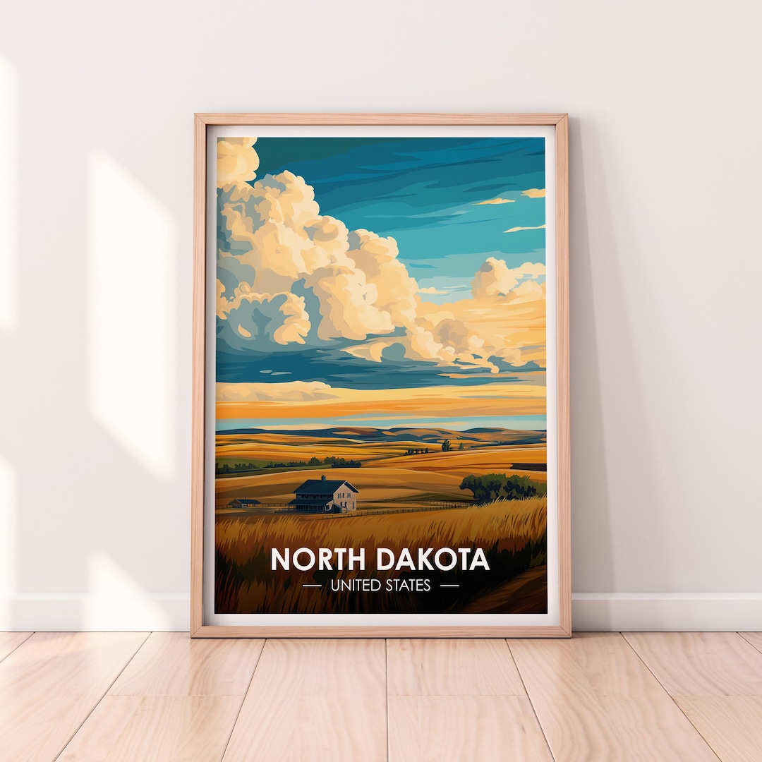 North Dakota Poster, North Dakota Wall Art, United States Poster, ND ...