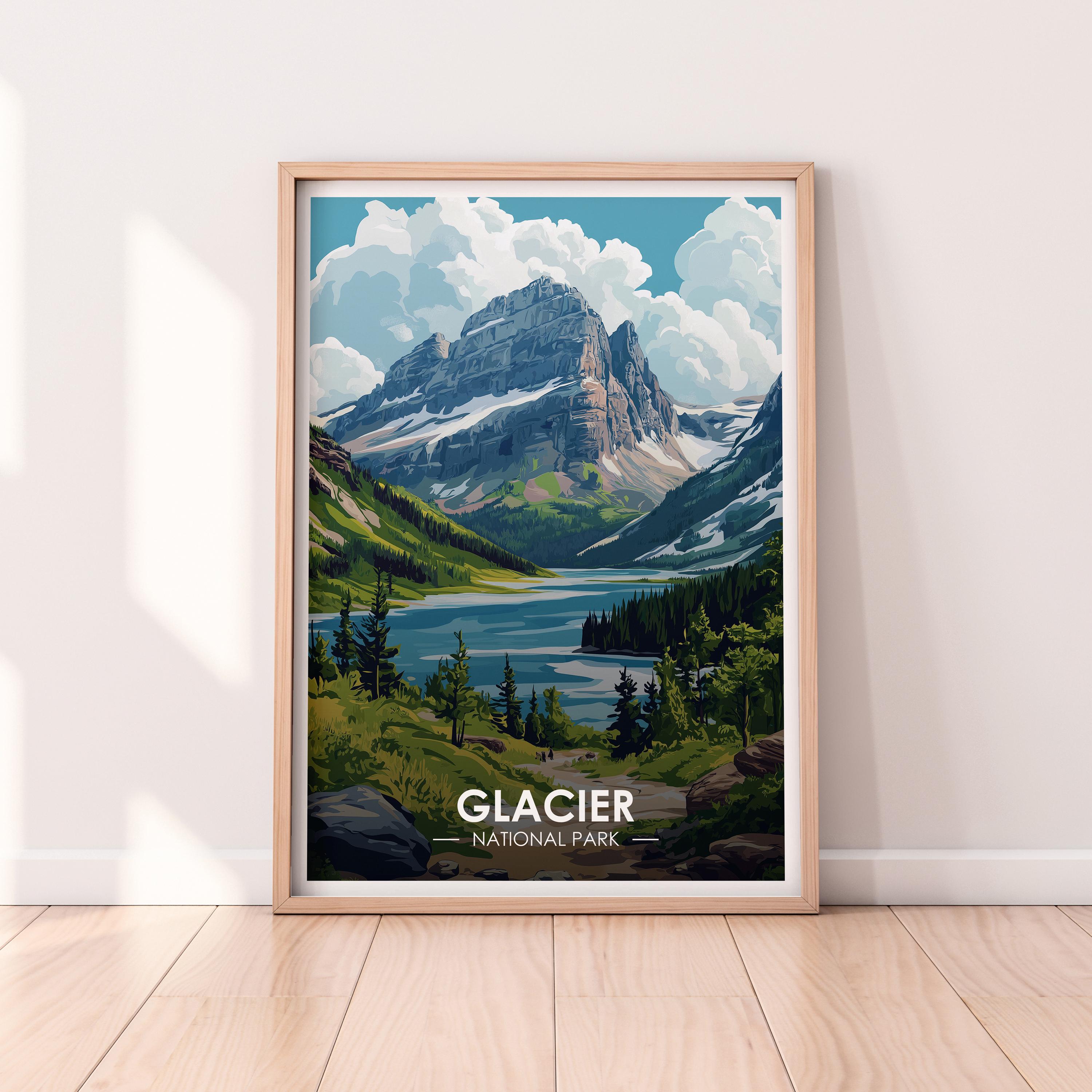 Glacier National Park Poster, Montana, Travel Poster, Premium Print ...