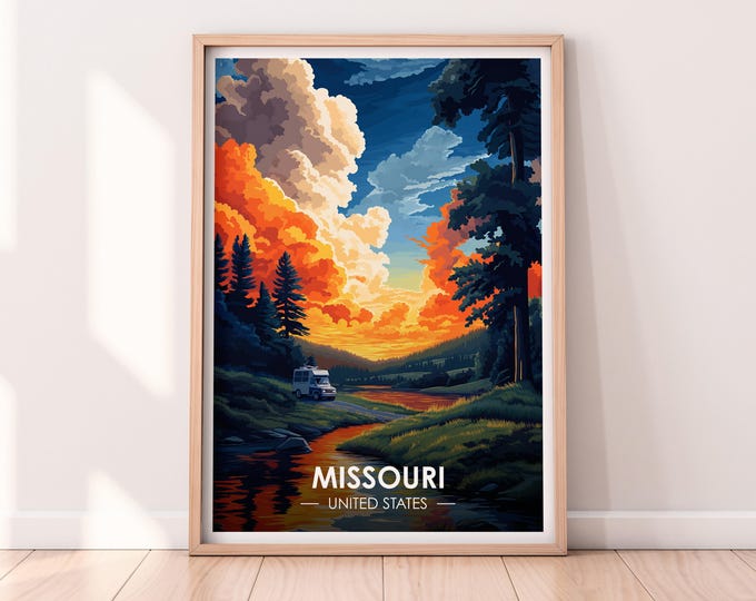 Missouri Travel Poster, Ozark Mountains Poster, Missouri Vintage Poster ...