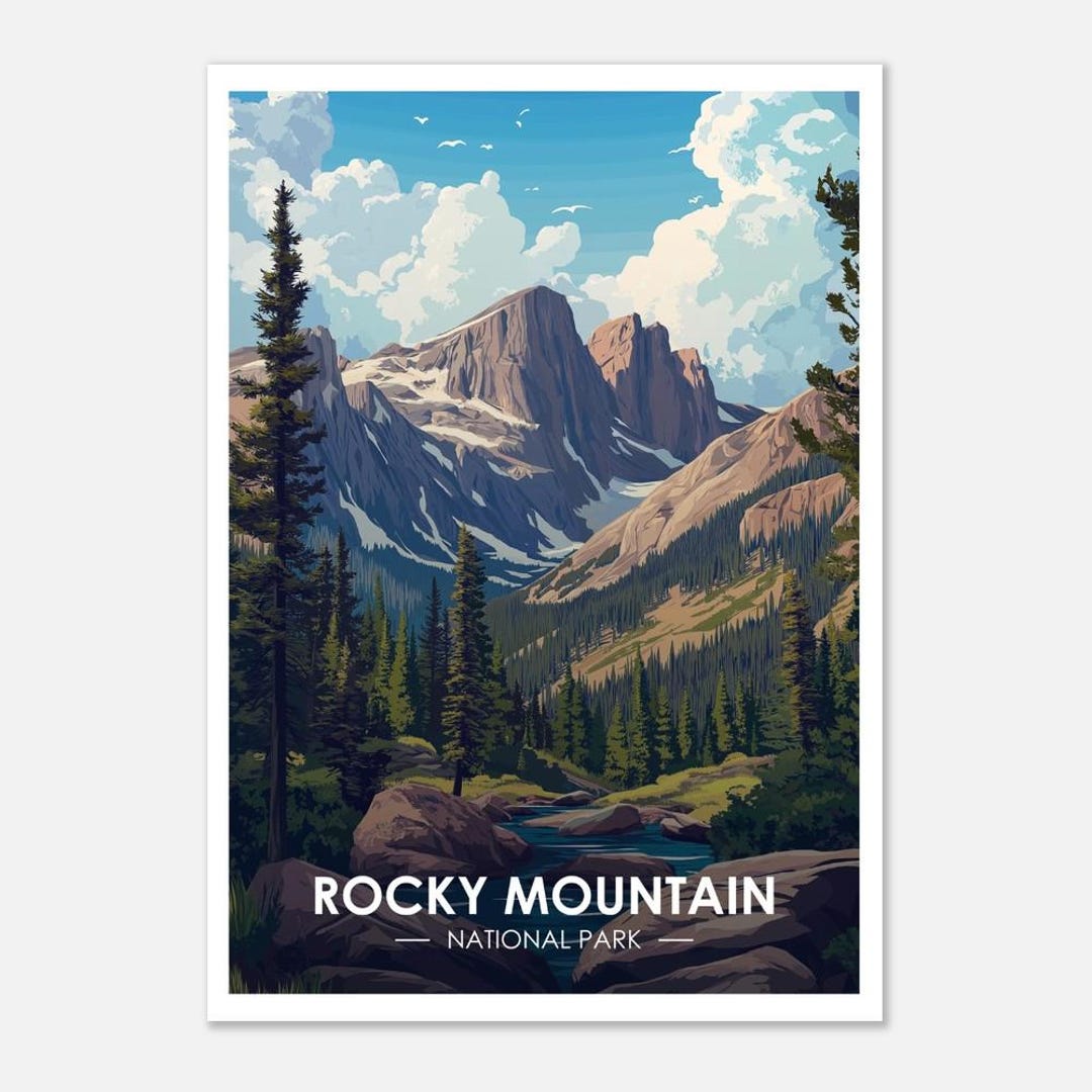 Rocky Mountain National Park Poster, Colorado, Travel Poster, Premium ...