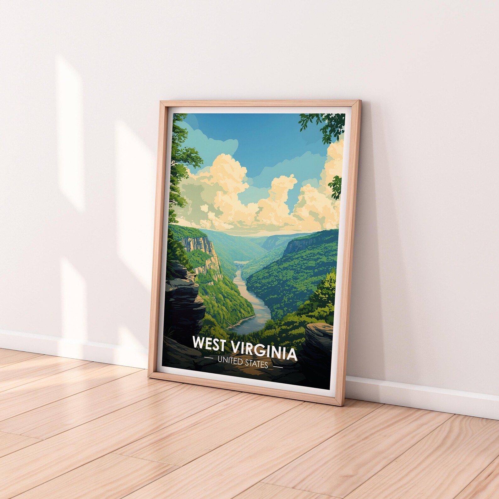 West Virginia Poster, West Virginia State Wall Art, United States ...
