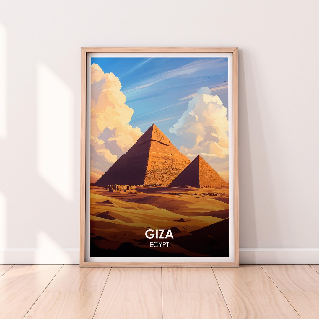 Pyramids of Giza Poster, Giza Wall Art, Egypt, Poster, Giza, Premium ...