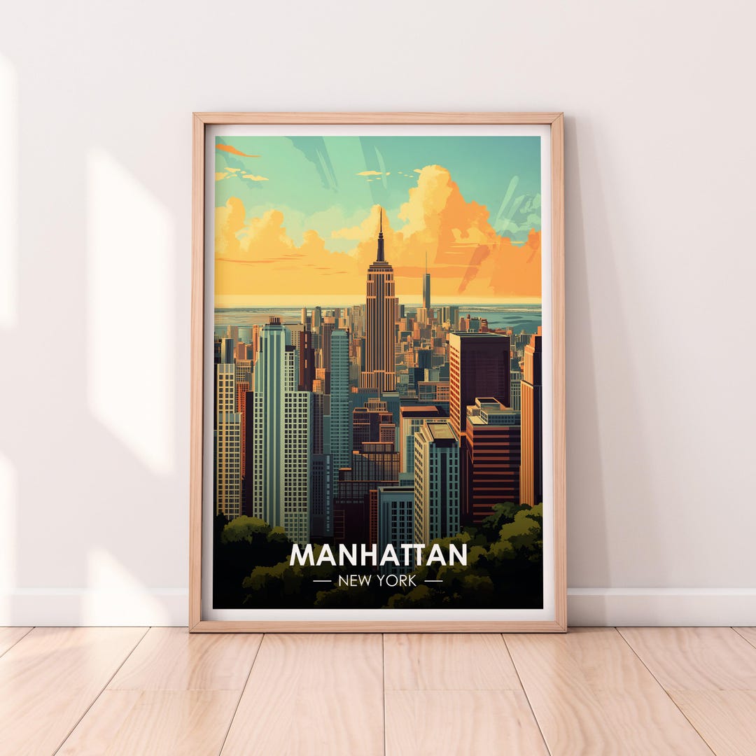 Manhattan Poster, New York Wall Art, New York, Poster, Travel Poster ...
