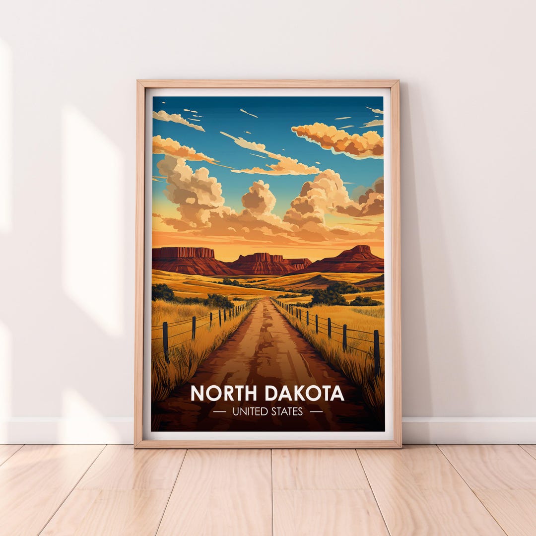 North Dakota Poster, North Dakota Wall Art, United States Poster, ND ...