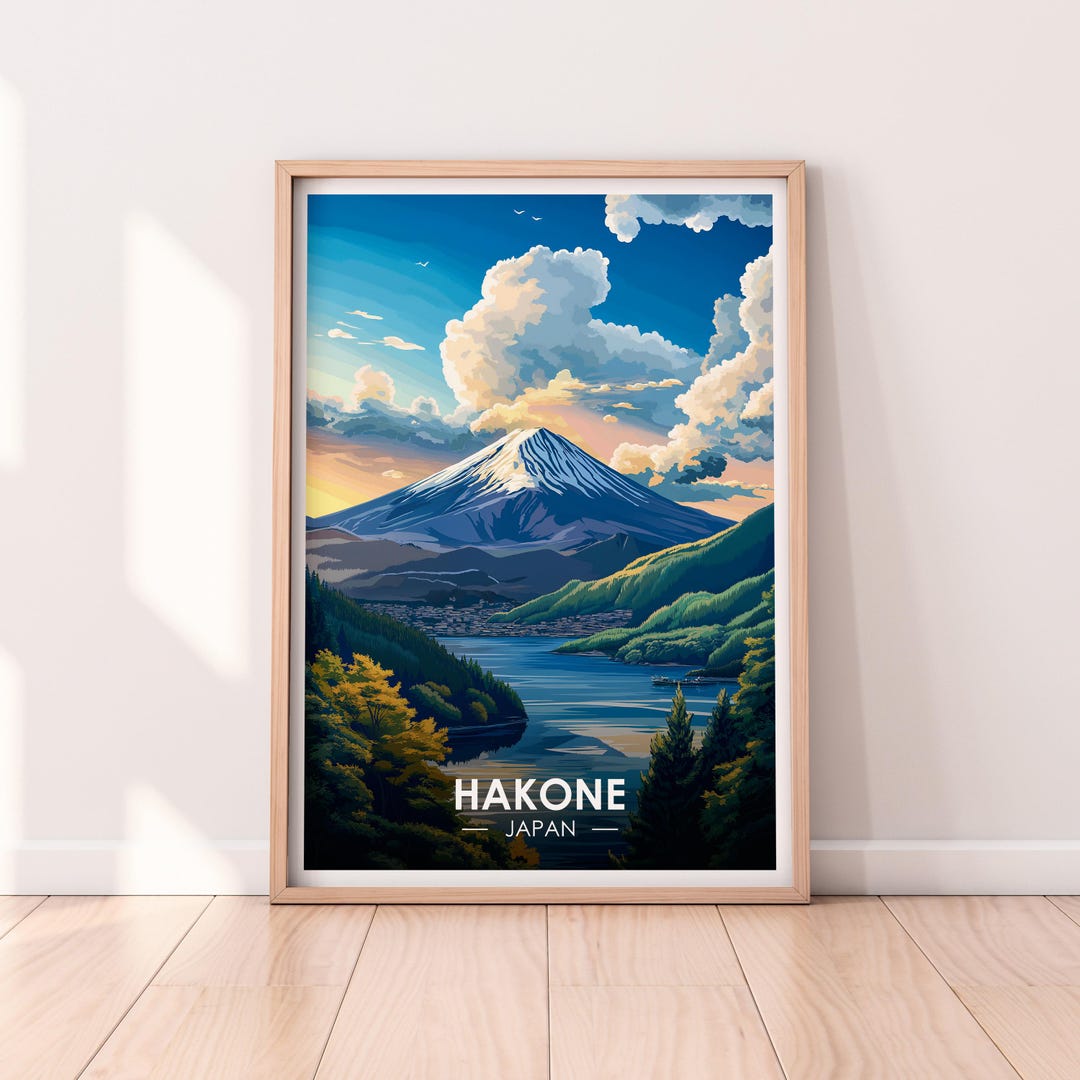 Hakone Poster, Sunset, Pink, Japan, Travel Poster, Premium Print ...