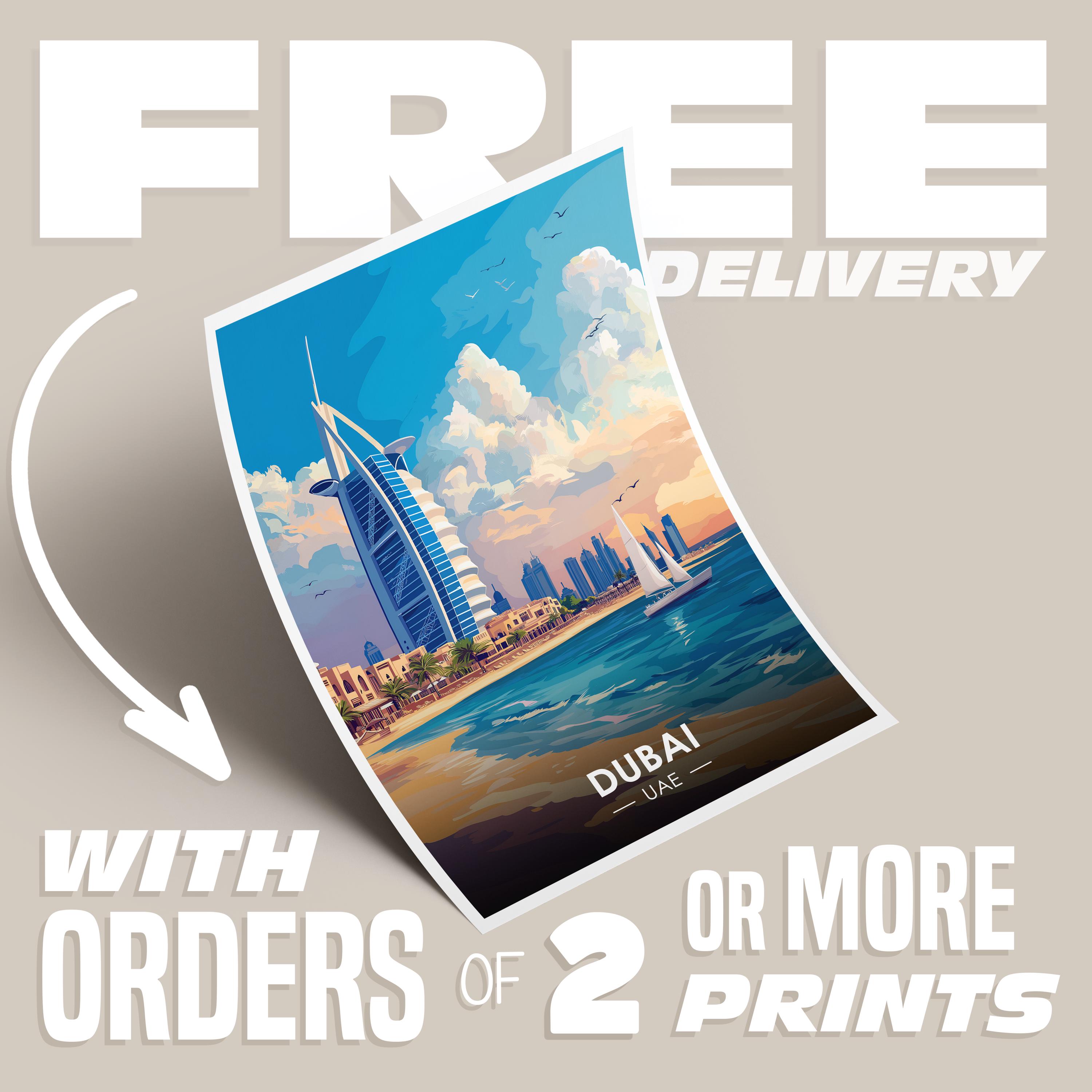 Dubai Poster, Dubai Sunset Wall Art, UAE, United Arab Emirates Poster ...