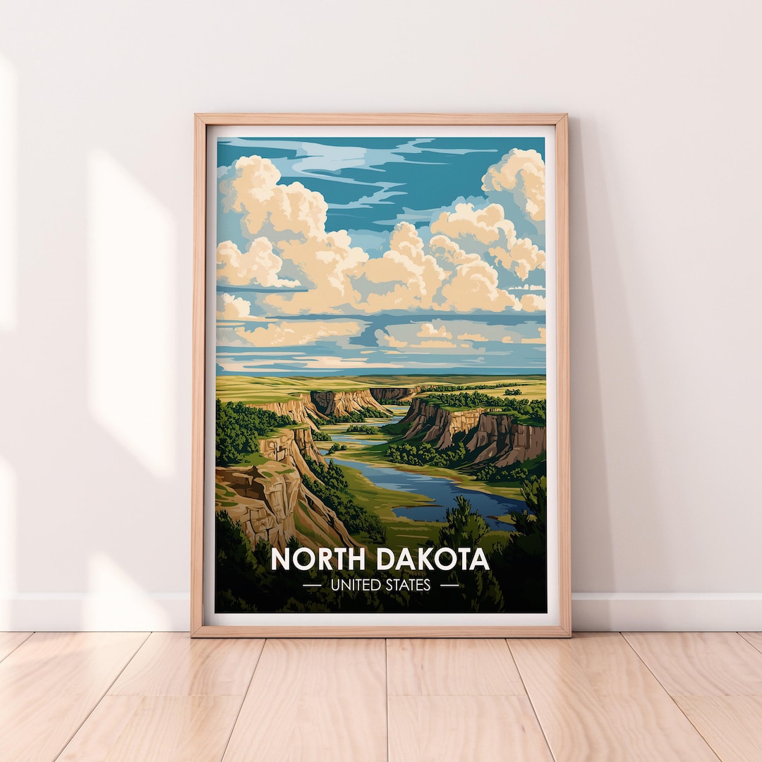 North Dakota Poster, North Dakota Wall Art, United States Poster, ND ...