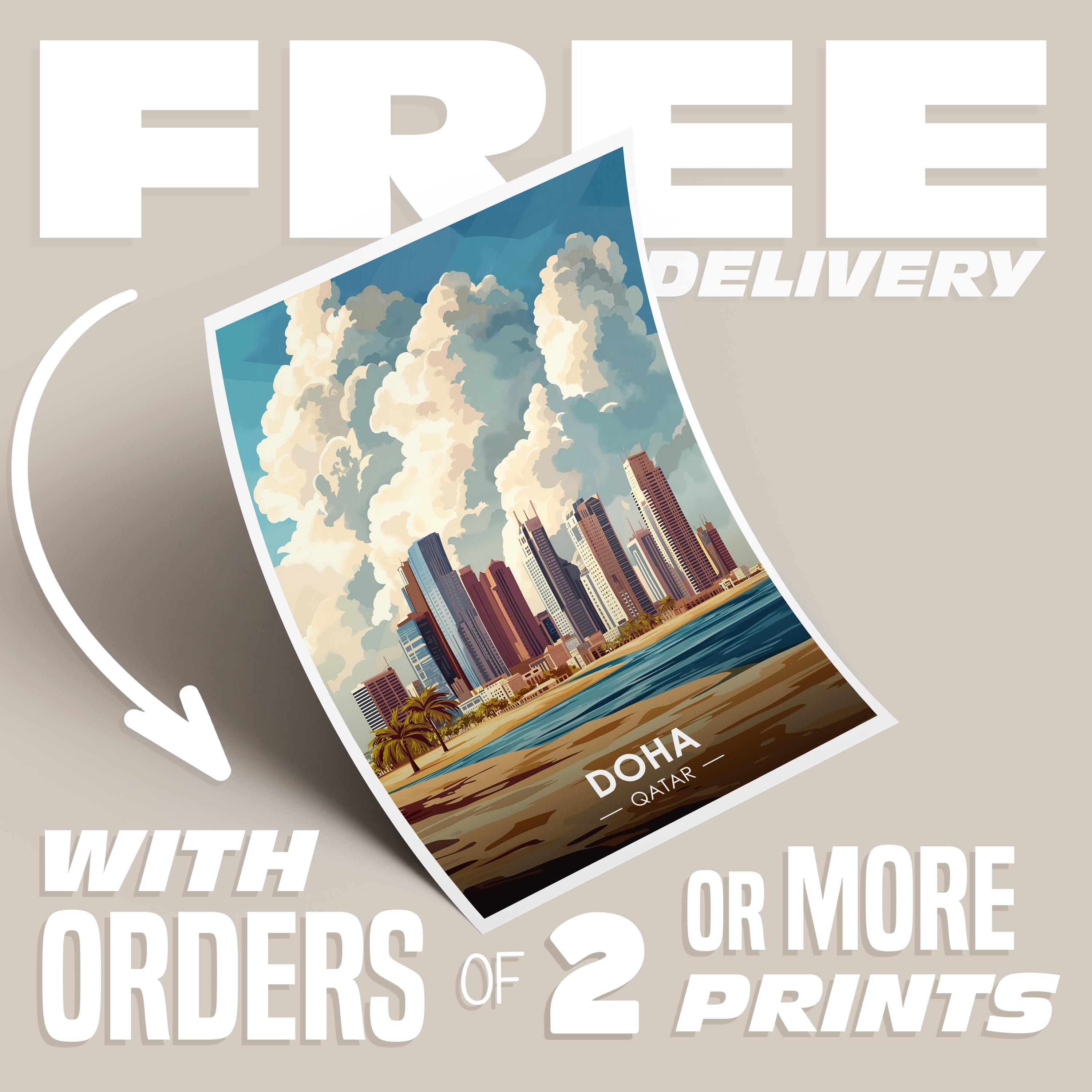 Doha Poster, Qatar Sunset Wall Art, Qatar, Poster, Travel Poster ...