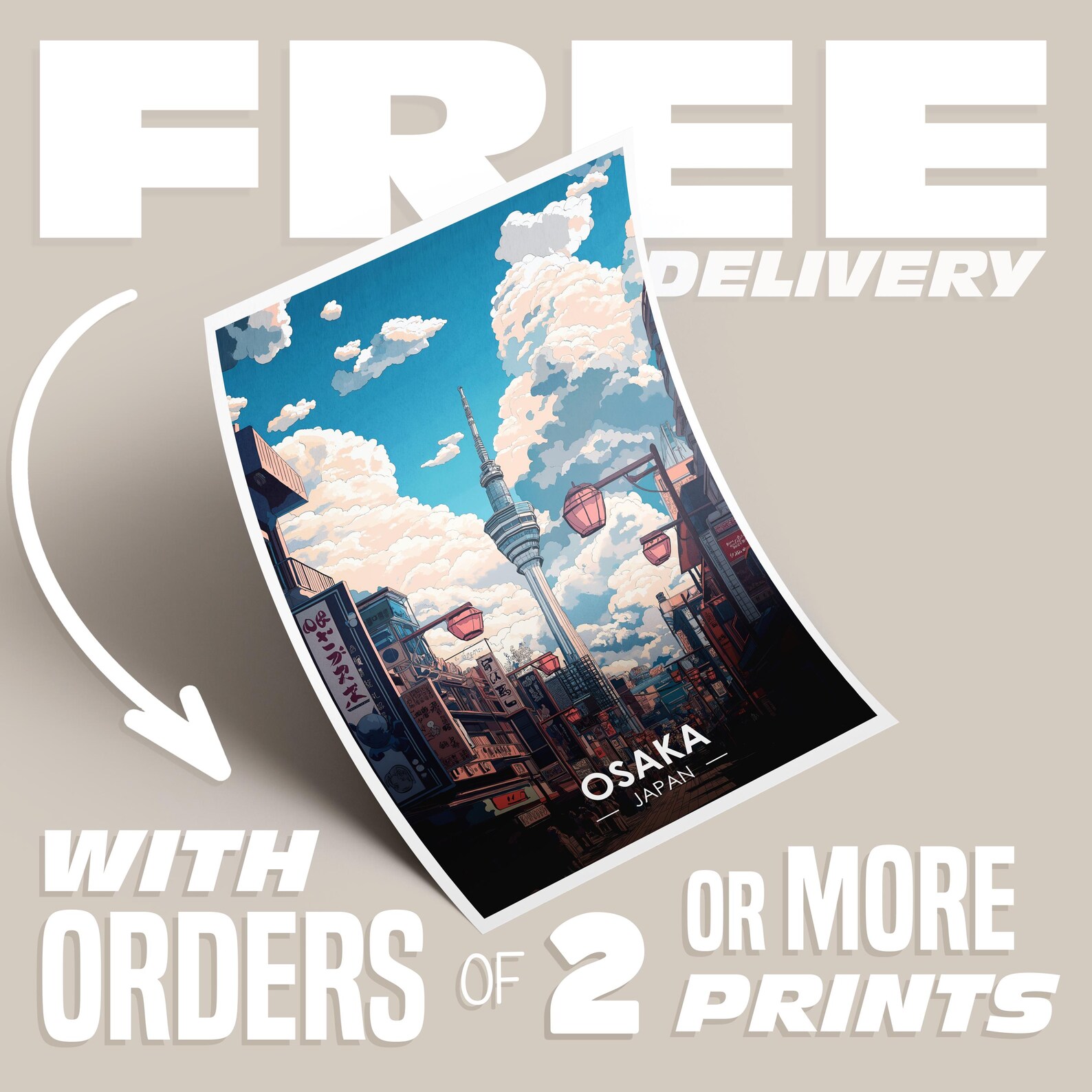 Osaka Poster, Japan, Travel Poster, Premium Print, Osaka Print, Osaka ...