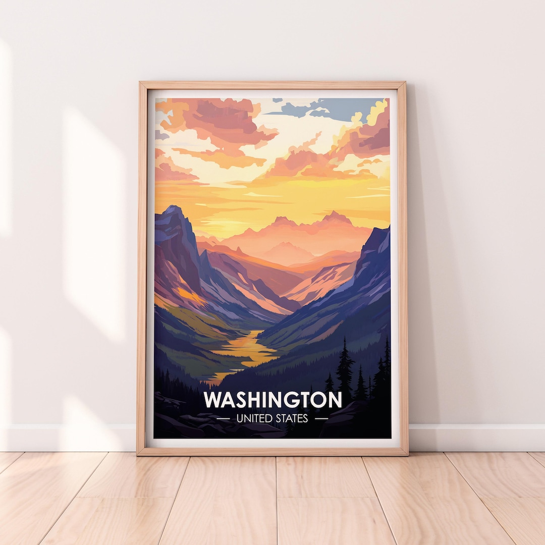 Washington Poster, Washington State Wall Art, United States Poster, WA ...