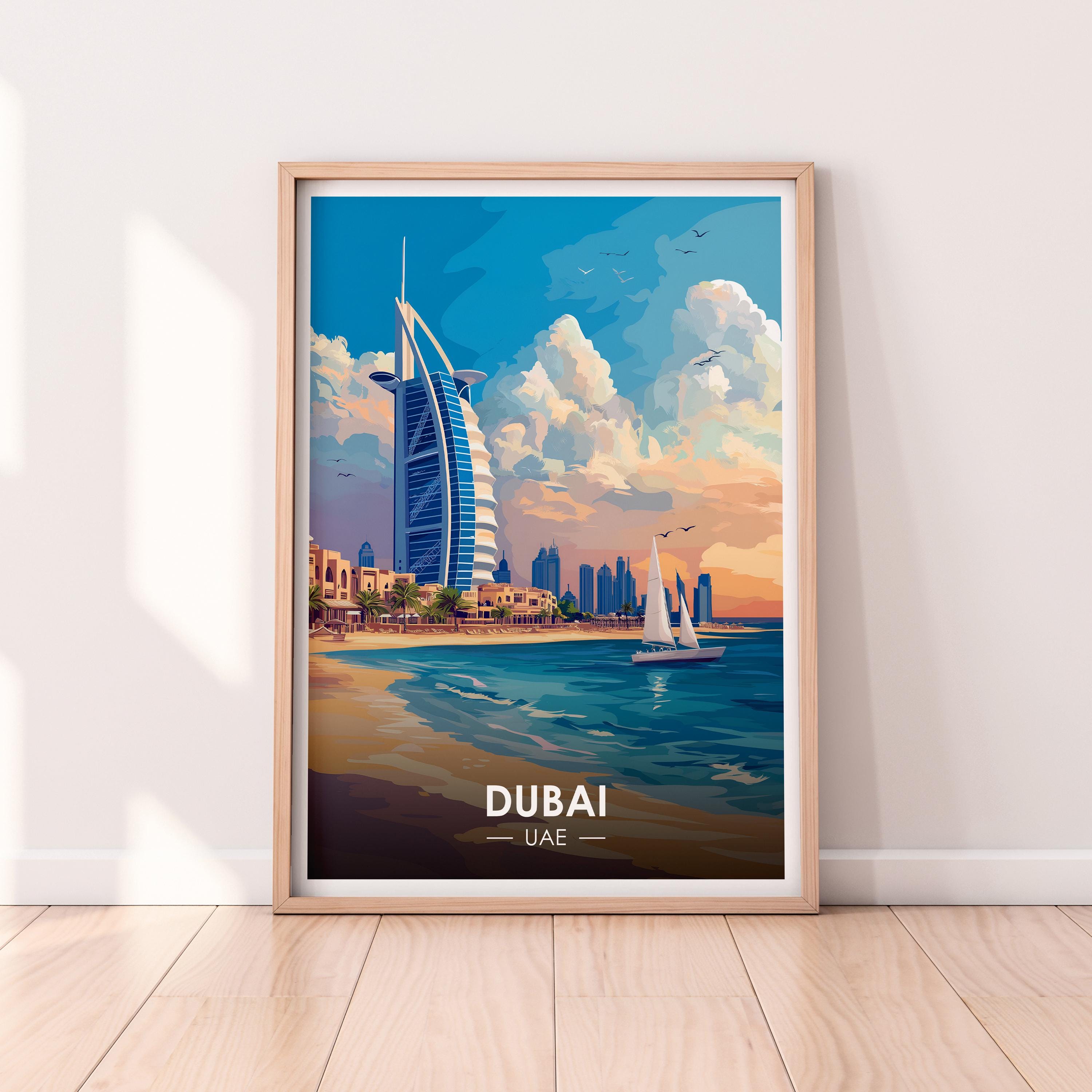Dubai Poster, Dubai Sunset Wall Art, UAE, United Arab Emirates Poster ...