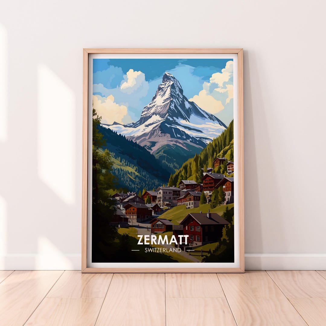 Zermatt Poster, Switzerland, Travel Poster, Premium Print, Zermatt ...
