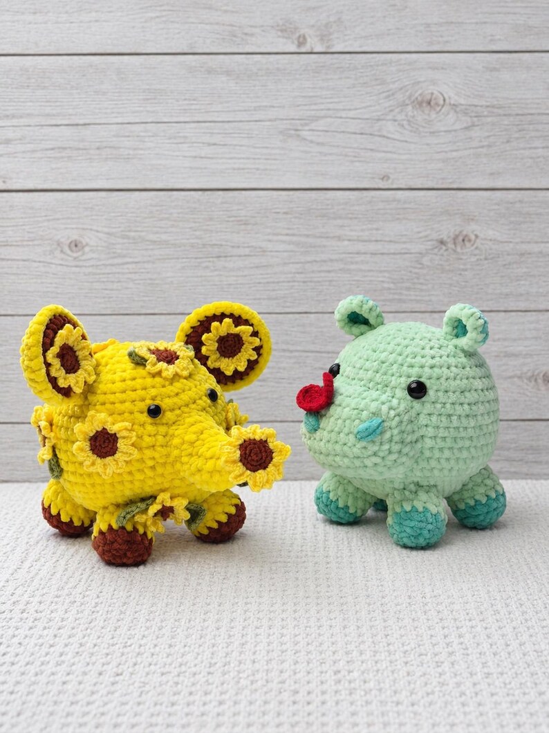Crochet Pattern Bundle, Cow Elephant Pig Hippo Amigurumi PDF, Plush ...