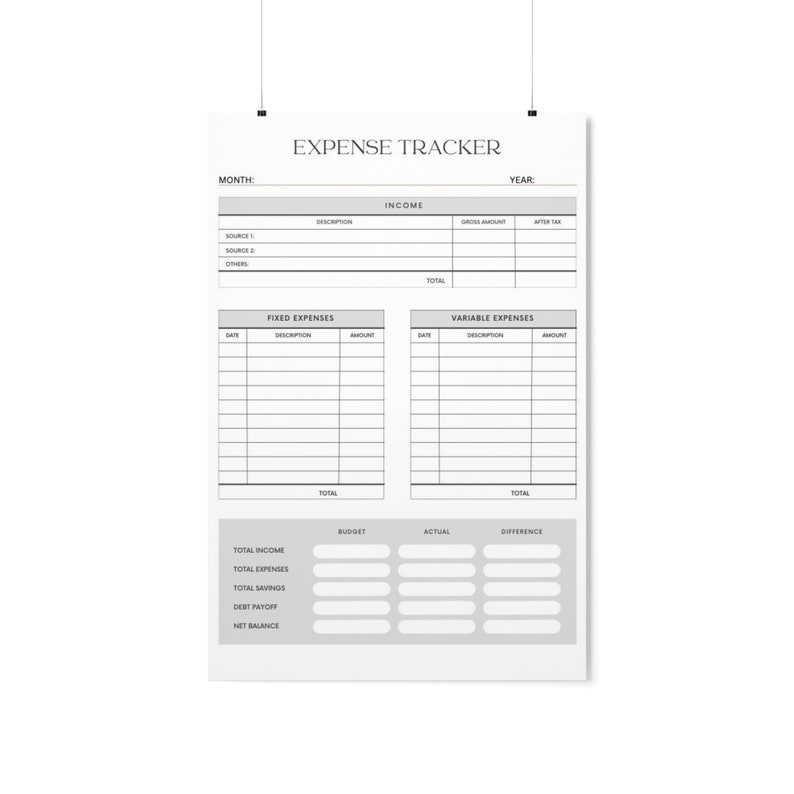 Expense Planner Printable Budget Tracker Financial Organizer Savings ...