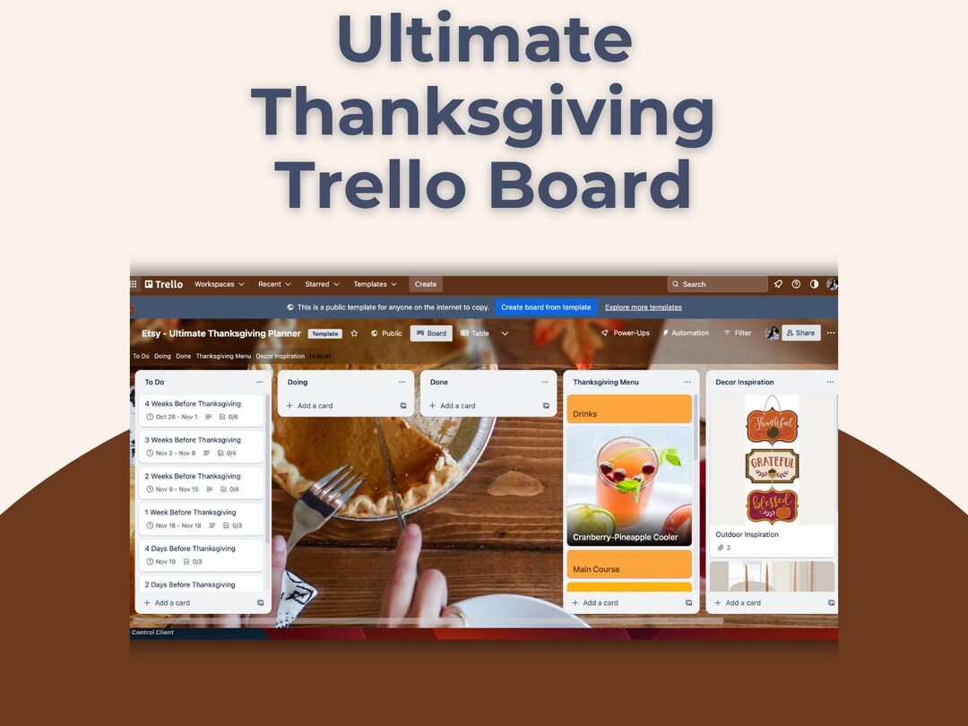 Trello Board Template Thanksgiving Planner Customizable Trello Template ...