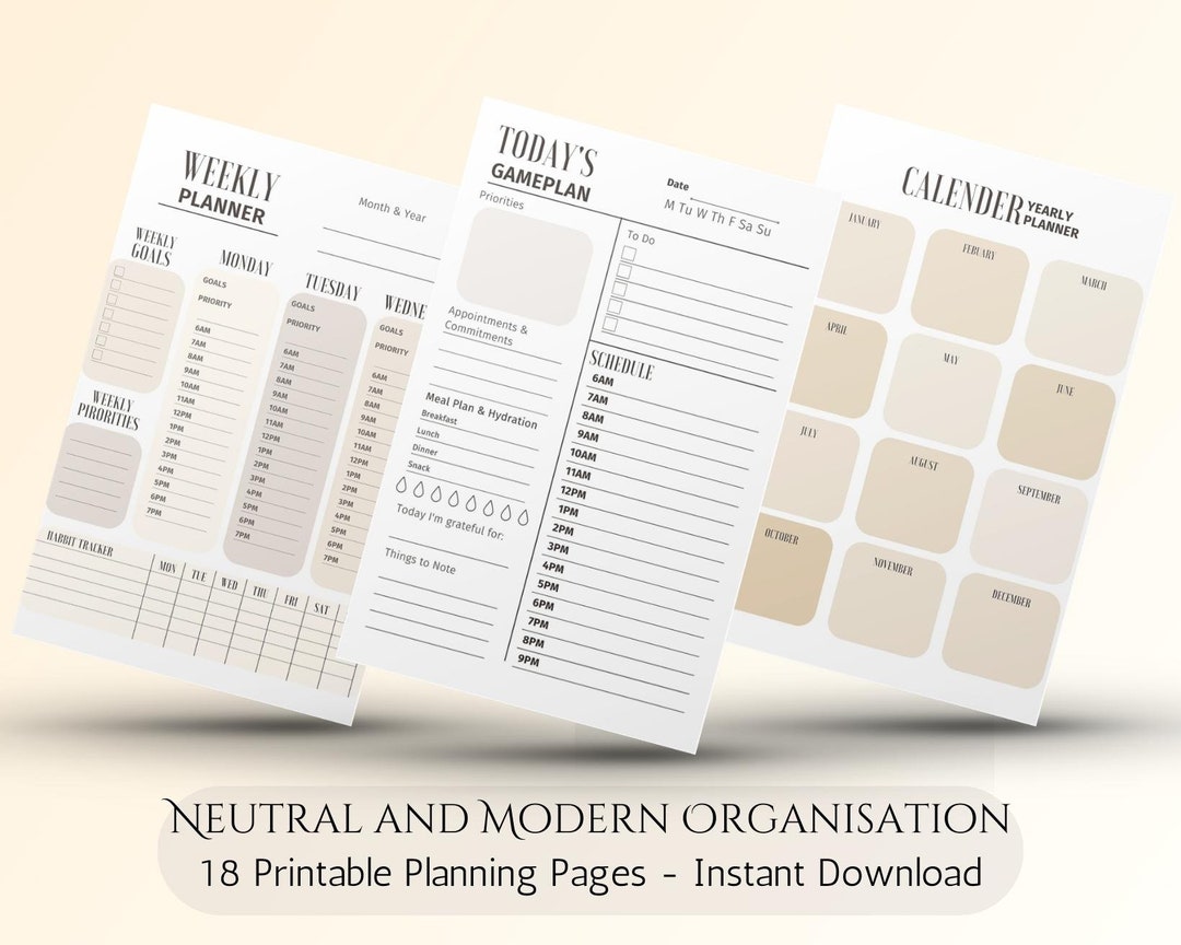 Neutral Modern Printable Life Planner - Daily and Weekly Planners ...