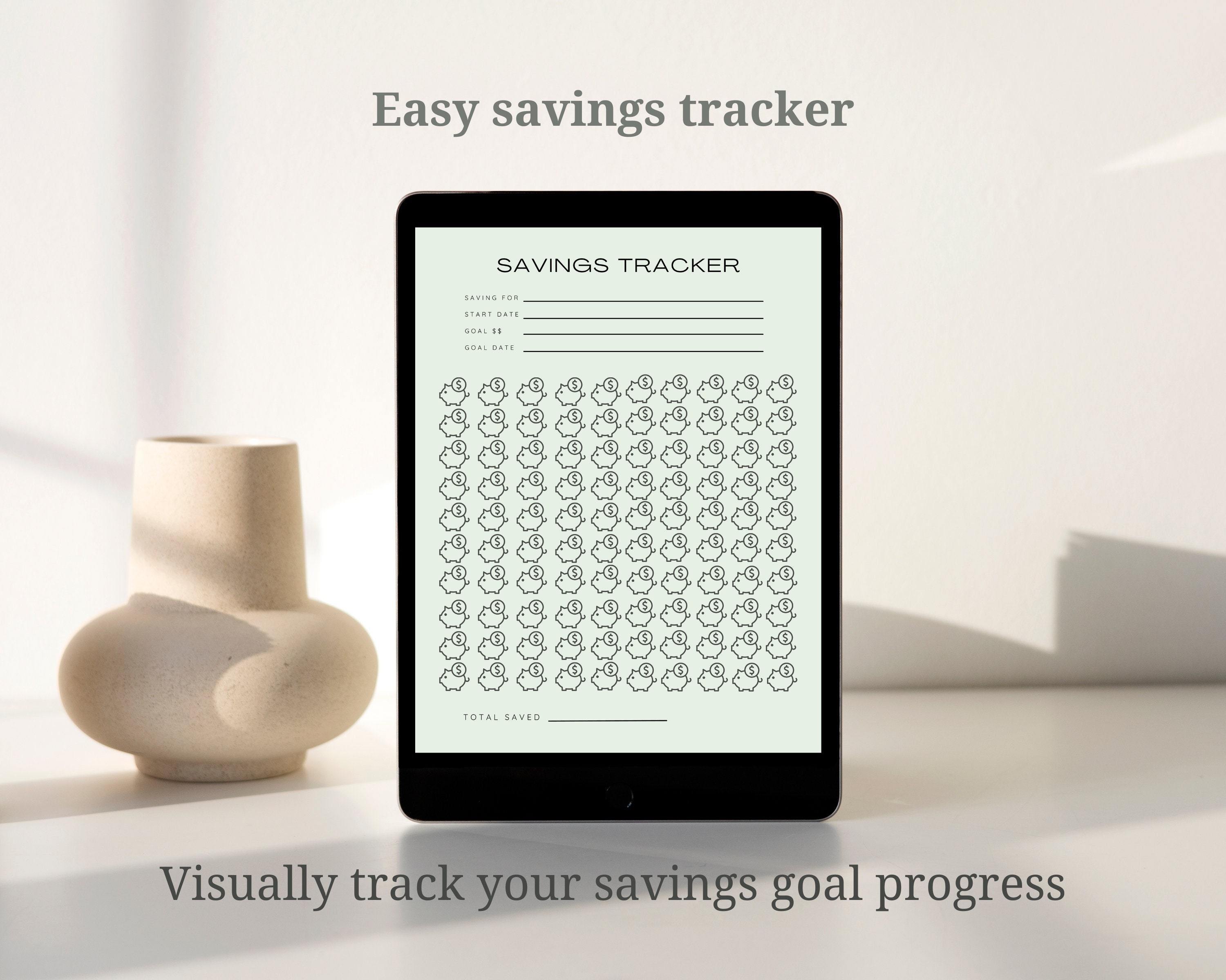 Savings Tracker, Printable Savings Tracker, Digital Savings Tracker ...