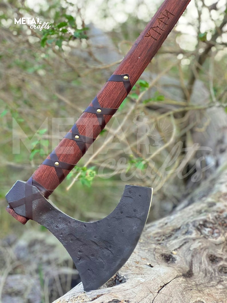 40 Large Viking Axe, Berserker Two Handed Axe, Bearded Viking Axe, Forged Metal Axe, Battle Axe ...