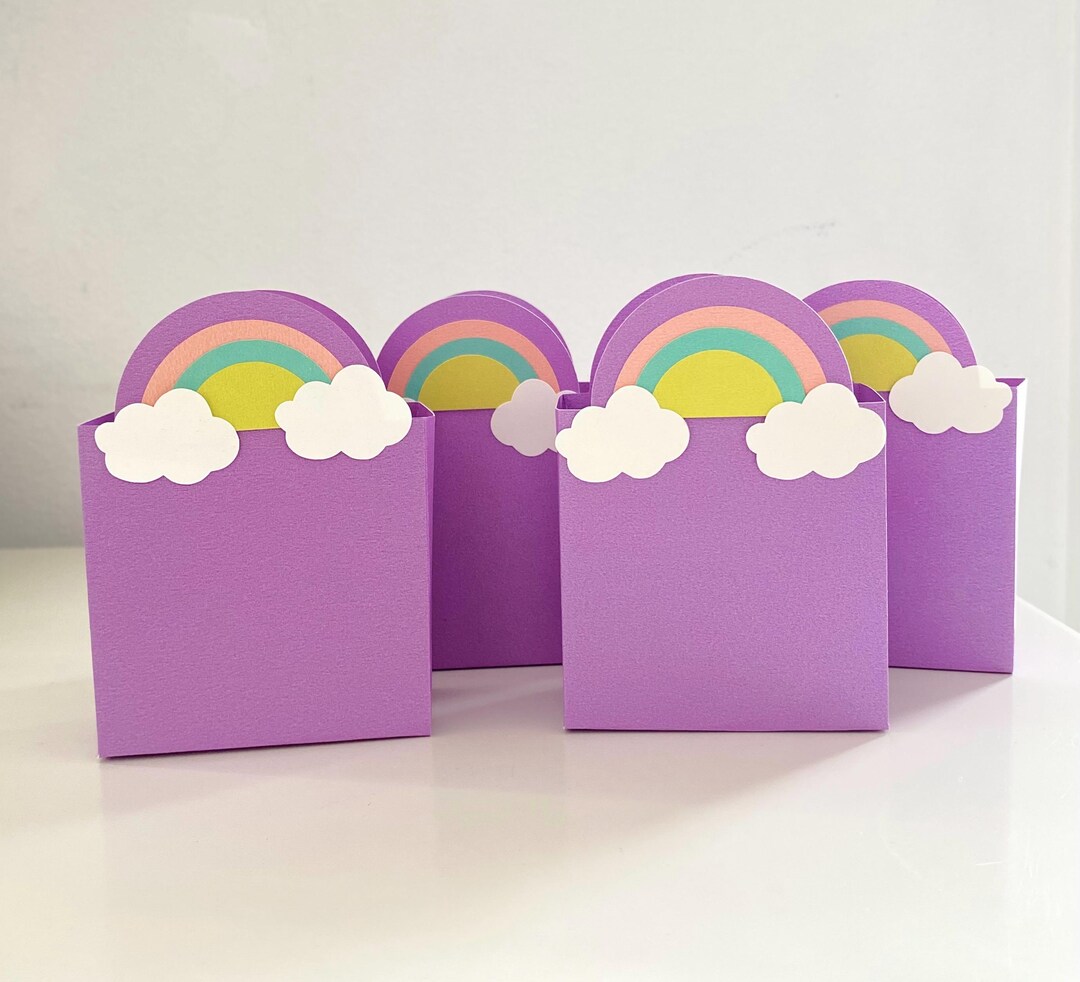 Rainbow Party Favor Boxes - Pastel Rainbow Gift Bags With Clouds ...