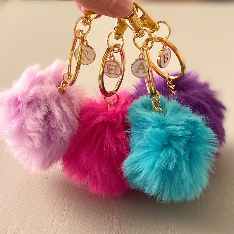 Pompom Keychain - Etsy