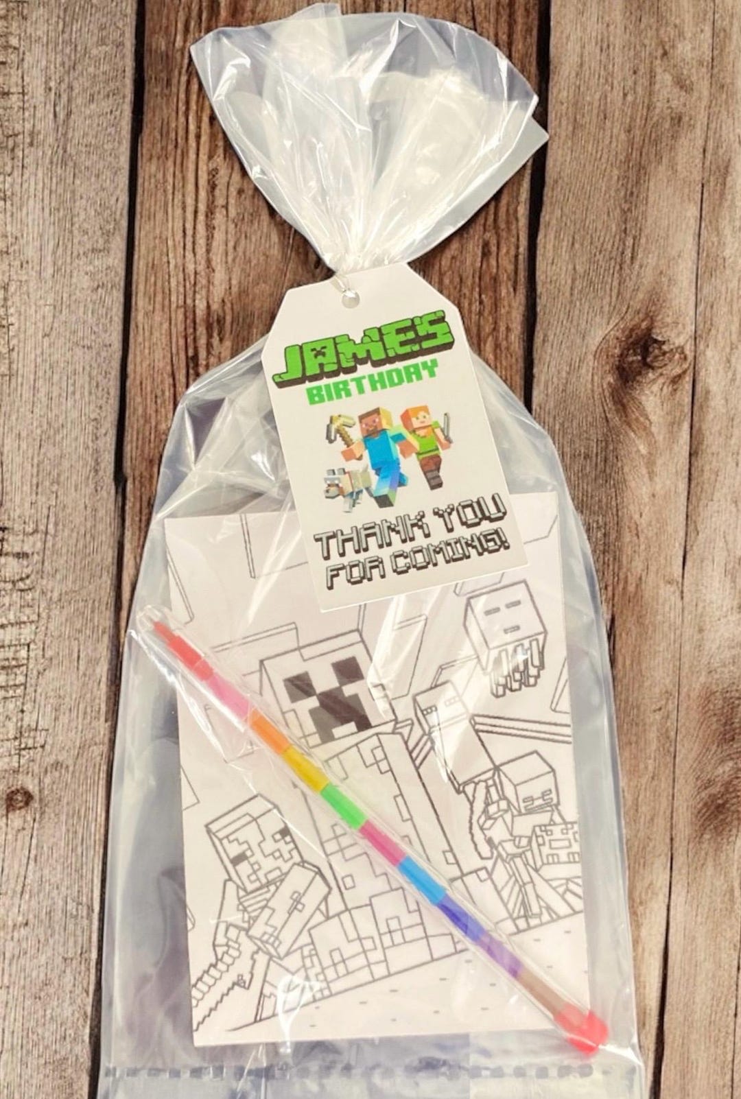 Minecraft Party Favor Bag | Personalized Name Tag, Coloring Pages - Etsy