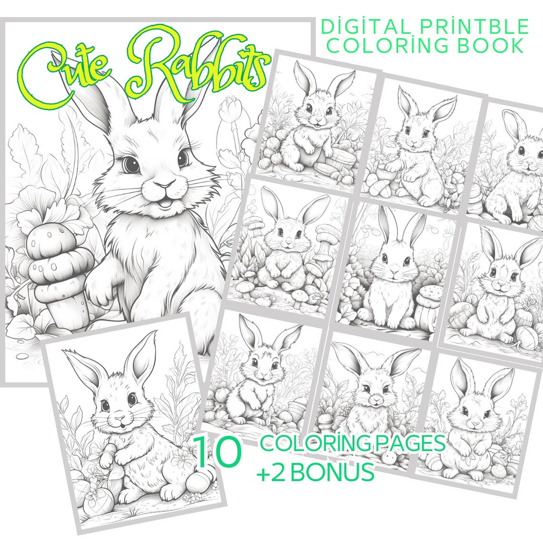 Cute Rabbits Coloring Book |rabbits Coloring Pages-animals Coloring ...