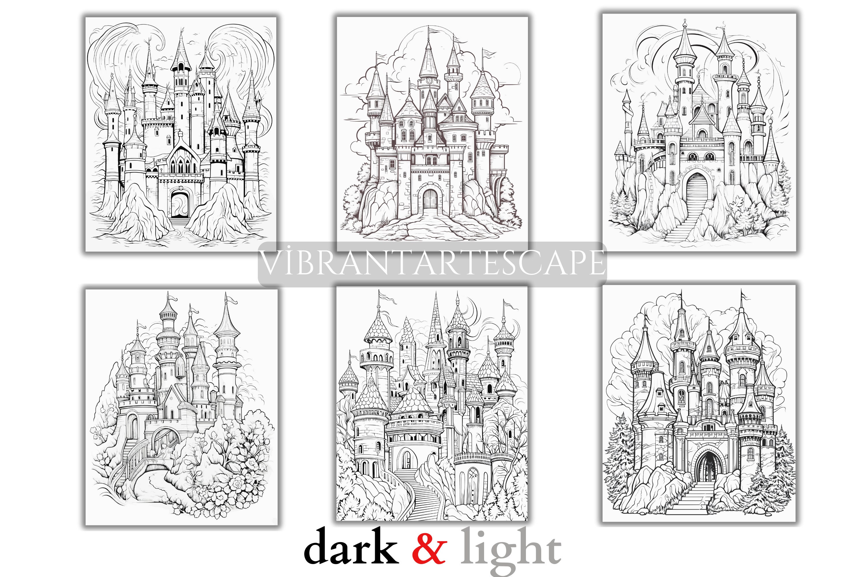 Princes Castle Coloring Book-royal Palace Coloring Pages-grayscale for ...