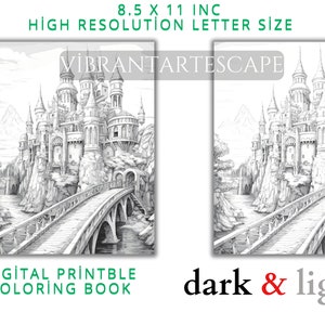 Grayscale Castle Coloring Book-enchanted Castles Coloring Pages ...
