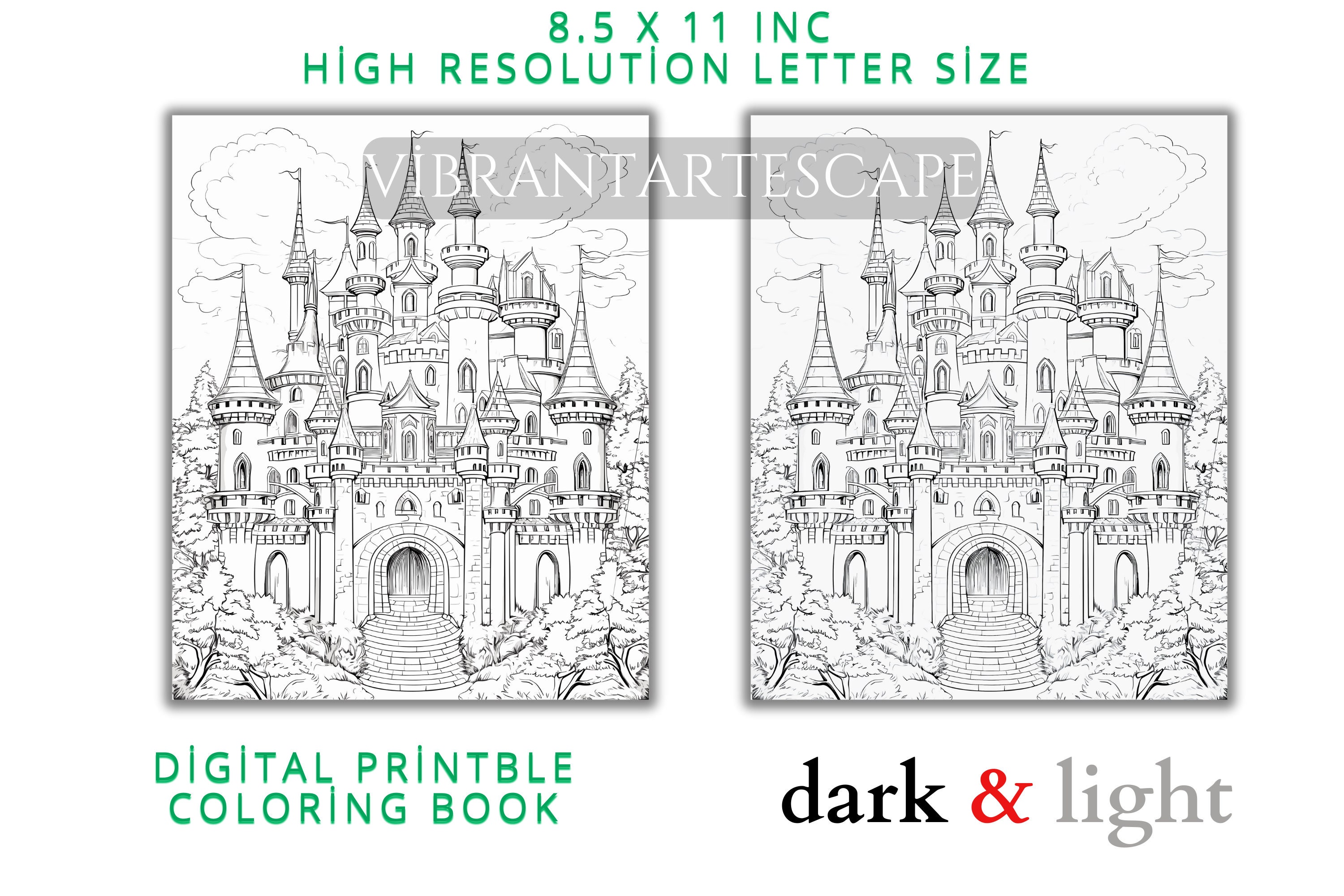 Princes Castle Coloring Book-royal Palace Coloring Pages-grayscale for ...