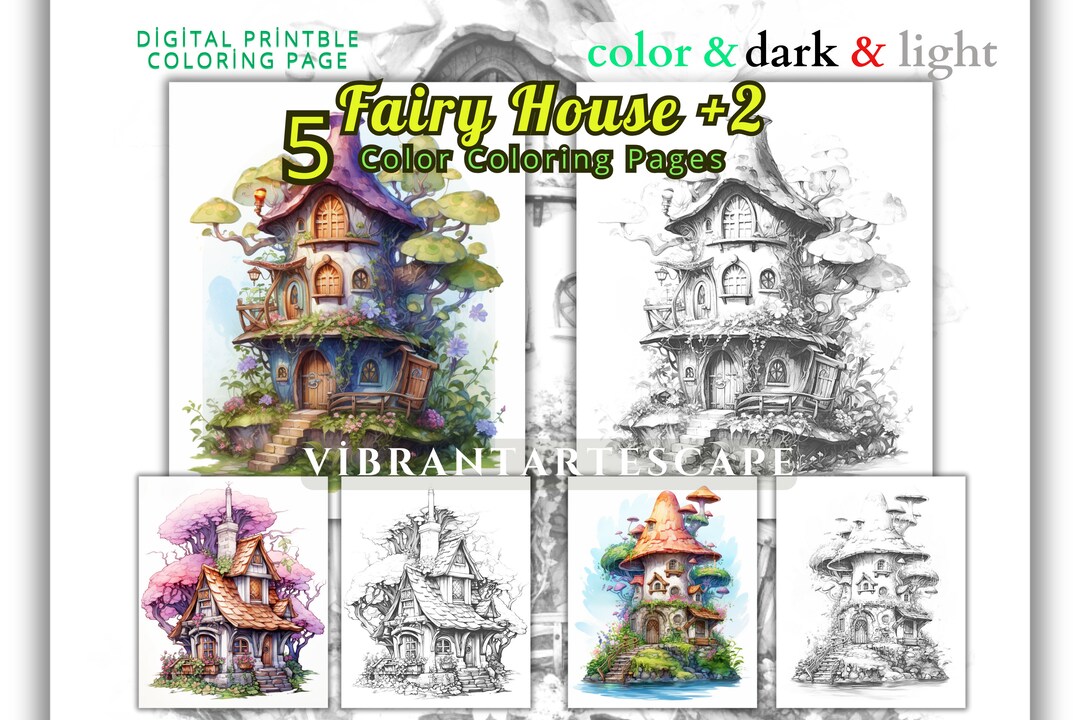 Fairy House Coloring Page.5 Fairy House Vol+2.fairy House.fairy House ...